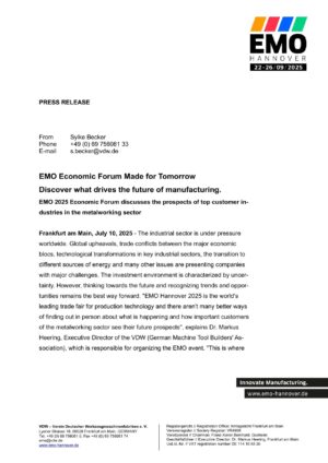 Press information EMO Economic Forum
