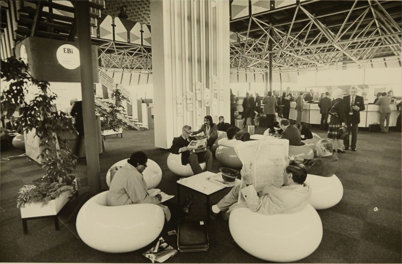 Seating area at the trade fair, EMO 1981